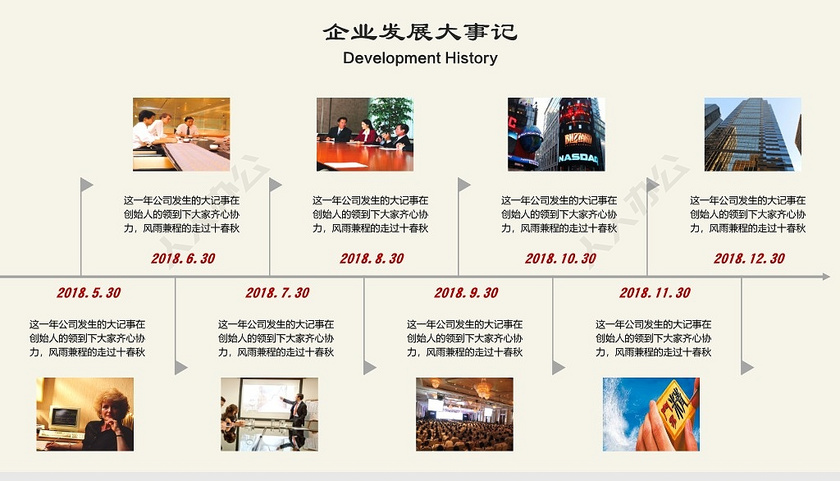 时间轴企业发展历程大事记PPT模板 人人办公